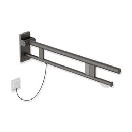 HEWI System 900 St&uuml;tzklappgriff 900.50.13260SC Ausladung 850 mm, Edelstahl pulverbeschichtet dunkelgrau perlglimmer tiefmatt, rechts