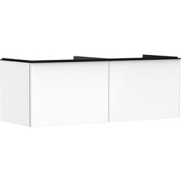 Hansgrohe Xelu Q Waschtischunterschrank 54066670 1360x485x550mm, 2 Schubk&auml;sten, wei&szlig; hochglanz, mattschwarz