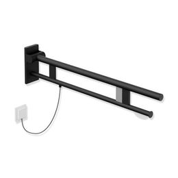 HEWI System 900 St&uuml;tzklappgriff 900.50.13360DC Ausladung 900 mm, Edelstahl pulverbeschichtet schwarz tiefmatt, rechts