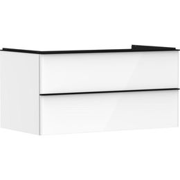 Hansgrohe Xelu Q Waschtischunterschrank 54078670 980x485x550mm, 2 Schubk&auml;sten, wei&szlig; hochglanz, mattschwarz