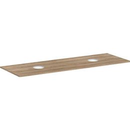 Hansgrohe Xelu Q Konsole 54119230 1560 x 550 mm, 2 Ausschnitte, Aufsatzwaschtisch ohne Hahnloch, Eiche Natur