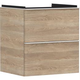 Hansgrohe Xelu Q Waschtischunterschrank 54025700 580x605x475mm, 2 Schubladen, Eiche Natur, mattwei&szlig;