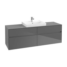 Villeroy & Boch Villeroy & Boch Collaro Waschtischunterschrank C02500FP 160x54,8x50cm, Waschtisch mittig, Glossy Grey