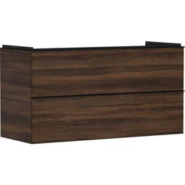Hansgrohe Xelu Q Waschtischunterschrank 54038670 1180x605x475mm, 2 Schubladen, Nussbaum dunkel, mattschwarz