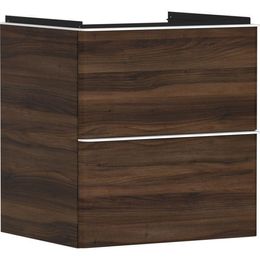 Hansgrohe Xelu Q Waschtischunterschrank 54026700 580x605x475mm, 2 Schubladen, Nussbaum dunkel, mattwei&szlig;