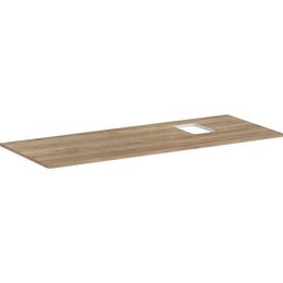 Hansgrohe Xelu Q Konsole 54124230 1360 x 550 mm, Ausschnitt rechts, Aufsatzwaschtisch mit Hahnloch, Eiche Natur