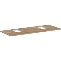 Hansgrohe Xelu Q Konsole 54125230 1360 x 550 mm, 2 Ausschnitte, Aufsatzwaschtisch mit Hahnloch, Eiche Natur