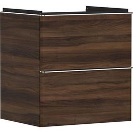 Hansgrohe Xelu Q Waschtischunterschrank 54026000 580x605x475mm, 2 Schubladen, Nussbaum dunkel, chrom