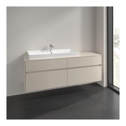 Villeroy & Boch Villeroy und Boch Collaro Waschtischunterschrank C029B0VN 160x54,8x50cm, Waschtisch links, mit LED-Beleuchtung, cashmere grey