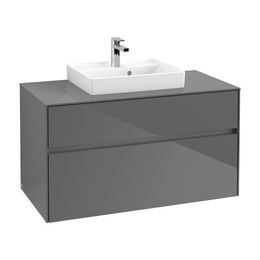 Villeroy & Boch Villeroy & Boch Collaro Waschtischunterschrank C01600FP 100x54,8x50cm, Waschtisch mittig, Glossy Grey