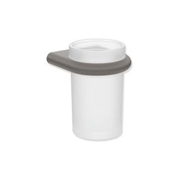 HEWI Serie 480 Glasbecher 480.04.00060SC mit Halter, pulverbeschichtet dunkelgrau perlglimmer tiefmatt