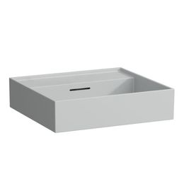 Laufen Kartell Waschtisch 8103327591091, 50x46cm, grau, mit &Uuml;berlauf, ohne Hahnloch, Saphirkeramik