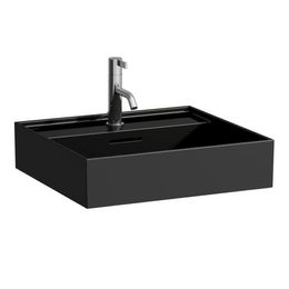 Laufen Kartell Waschtisch 8103320201041, 50x46cm, schwarz, mit &Uuml;berlauf und Hahnloch, Saphirkeramik