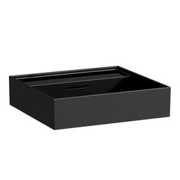 Laufen Kartell Waschtisch 8103320201091, 50x46cm, schwarz, &Uuml;berlauf, ohne Hahnloch, Saphirkeramik