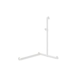 HEWI System 900 Edelstahl-Duschhandlauf 900.35.30760AS 1250 x 765 x 965 mm, pulverbeschichtet wei&szlig; tiefmatt, Halter Polyamid wei&szlig; matt, links