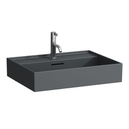 Laufen Kartell Waschtisch H8103337581041 60x46cm, unterbauf&auml;hig, mit &Uuml;berlauf, 1 Hahnloch, graphit matt