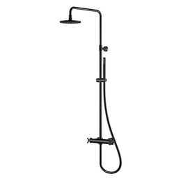 Steinberg Serie 250 Brause-Set 2502721S mit Aufputz-Thermostatarmatur, Regen-/Handbrause, Matt Black