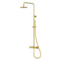 Steinberg Serie 250 Brause-Set 2502721BG mit Aufputz-Thermostatarmatur, Regen-/Handbrause, Brushed Gold