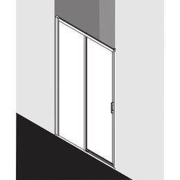 Kermi Liga Gleitt&uuml;r 2-tlg. bodenfrei mit Festfeld LID2L13020VPK 126-131x200cm, silber hochglanz, ESG klar Clean, links, auf Duschwanne