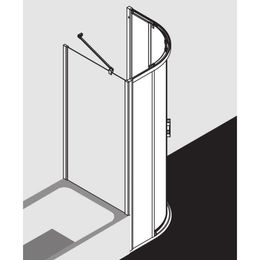 Kermi Liga Viertelkreis-Gleitt&uuml;r bodenfrei mit 2 Festfeldern LIC55080201PK 80x80x200cm, silber mattglanz, ESG klar Clean