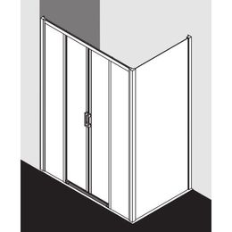 Kermi Liga Gleitt. 4-tlg. bodenfrei mit Festfeldern LID4B13520VPK 135x200cm, silber hochglanz, ESG klar Clean, auf Duschwanne