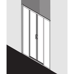 Kermi Liga Gleitt. 4-tlg. bodenfrei mit Festfeldern LID4B14520VAK 145x200cm, silber hochglanz, ESG klar, auf Duschwanne