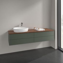 Villeroy & Boch Villeroy und Boch Antao Waschtisch-Unterschrank K26152HL 160x36x50cm, Hahnlochbohrung, Waschbeckenplattenfarbe warm walnut, leaf green matt lacquer