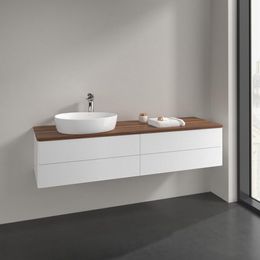 Villeroy & Boch Villeroy und Boch Antao Waschtisch-Unterschrank K26152MT 160x36x50cm, Hahnlochbohrung, Waschbeckenplattenfarbe warm walnut, white matt lacquer
