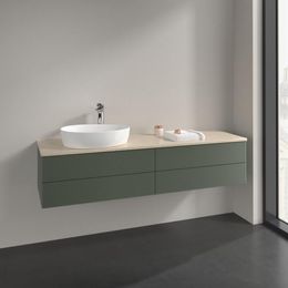 Villeroy & Boch Villeroy und Boch Antao Waschtisch-Unterschrank K26153HL 160x36x50cm, Hahnlochbohrung, Waschbeckenplattenfarbe botticino, leaf green matt lacquer