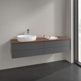 Villeroy & Boch Villeroy und Boch Antao Waschtisch-Unterschrank K26152GK 160x36x50cm, Hahnlochbohrung, Waschbeckenplattenfarbe warm walnut, anthracite matt lacquer