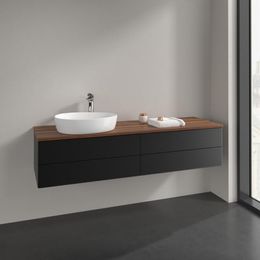 Villeroy & Boch Villeroy und Boch Antao Waschtisch-Unterschrank K26152PD 160x36x50cm, Hahnlochbohrung, Waschbeckenplattenfarbe warm walnut, black matt lacquer