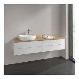 Villeroy & Boch Villeroy und Boch Antao Waschtisch-Unterschrank K26151GF 160x36x50cm, Hahnlochbohrung, Waschbeckenplattenfarbe honey oak, glossy white lacquer, mit Beleuchtung