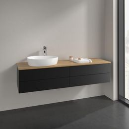 Villeroy & Boch Villeroy und Boch Antao Waschtisch-Unterschrank K26151PD 160x36x50cm, Hahnlochbohrung, Waschbeckenplattenfarbe honey oak, black matt lacquer