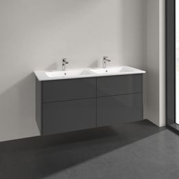 Villeroy & Boch Villeroy & Boch Finero Waschtischunterschrank S00505FPR1 inklusive Doppelwaschtisch, Glossy Grey, 4 Ausz&uuml;ge