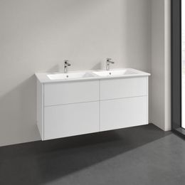 Villeroy & Boch Villeroy & Boch Finero Doppelwaschtisch mit Unterschrank 130 cm S00505DHR1 Waschtisch-Set, 4 Ausz&uuml;ge, Glossy White