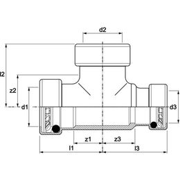 AIPS T-St&uuml;ck VSH Tectite TT25 22 x 22 x 15 mm, Kupfer, reduziert, unl&ouml;sbar