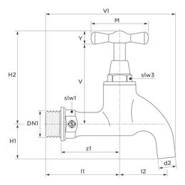 Seppelfricke Sepp Auslaufventil 0000008 DN 15, mit Knebelgriff-Oberteil, Messing verchromt