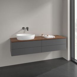 Villeroy & Boch Villeroy und Boch Antao Waschtisch-Unterschrank L26012GK 160x36x50cm, Waschbeckenplattenfarbe warm walnut, anthracite matt lacquer, mit Beleuchtung