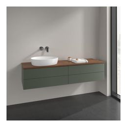 Villeroy & Boch Villeroy und Boch Antao Waschtisch-Unterschrank K26112HL 160x36x50cm, Waschbeckenplattenfarbe warm walnut, leaf green matt lacquer