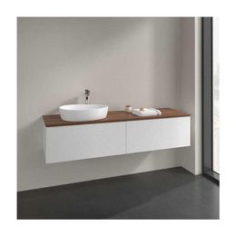 Villeroy & Boch Villeroy und Boch Antao Waschtisch-Unterschrank L37112GF mit Beleuchtung, 2 Ausz&uuml;ge, 1600 x 360 x 500 mm, Front mit Struktur, Glossy White Lacquer / Warm Walnut