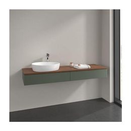Villeroy & Boch Villeroy und Boch Antao Waschtisch-Unterschrank L15052HL 160x19x50cm, Hahnlochbohrung, Waschbeckenplattenfarbe warm walnut, leaf green matt lacquer