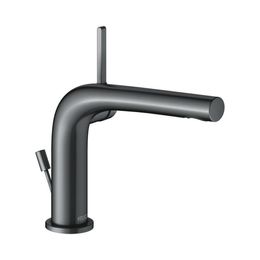 KEUCO Edition 400 Waschtischarmatur 51504130002 Ausladung 153mm, mit Ablaufgarnitur, Schwarzchrom geb&uuml;rstet
