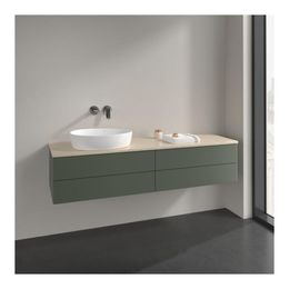 Villeroy & Boch Villeroy und Boch Antao Waschtisch-Unterschrank L26013HL 160x36x50cm, Waschbeckenplattenfarbe botticino, leaf green matt lacquer, mit Beleuchtung