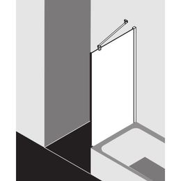 Kermi Mena Seitenwand verk&uuml;rzt mit Wandprofil METVP09017VPK 90 x 179 cm, silber hochglanz, ESG klar Clean, neben Badewanne