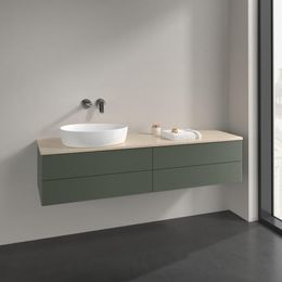 Villeroy & Boch Villeroy und Boch Antao Waschtisch-Unterschrank L26113HL 160x36x50cm, Waschbeckenplattenfarbe botticino, leaf green matt lacquer, mit Beleuchtung