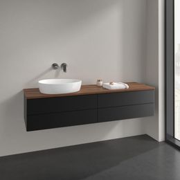 Villeroy & Boch Villeroy und Boch Antao Waschtisch-Unterschrank L26112PD 160x36x50cm, Waschbeckenplattenfarbe warm walnut, black matt lacquer, mit Beleuchtung