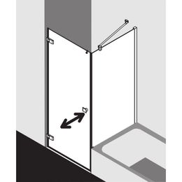 Kermi Mena Seitenwand verk&uuml;rzt mit Wandprofil METVP090173PK 90 x 179 cm, schwarz soft, ESG klar Clean, neben Badewanne