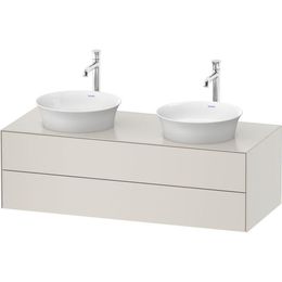 Duravit White Tulip Waschtisch-Unterschrank WT4988B3939 130 x 55 cm, Nordic Wei&szlig; Seidenmatt, wandh&auml;ngend, 2 Schubk&auml;sten, 1 Konsolenplatte, Becken beidseitig