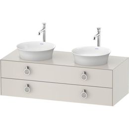 Duravit White Tulip Waschtisch-Unterschrank WT4993B3939 130 x 55 cm, Nordic Wei&szlig; Seidenmatt, wandh&auml;ngend, 2 Schubk&auml;sten mit Griff, Becken beidseitig