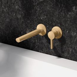 KEUCO Edition 400 Einhebel-Waschtischmischer 51516250200 Unterputz, 2-Loch, Ausladung 19,7 cm, Messing geb&uuml;rstet